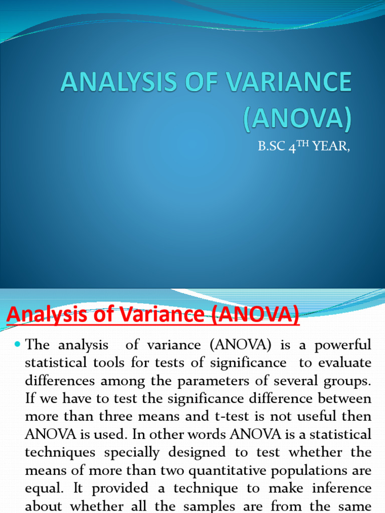 Analysis of Variance (Anova) - 2080 | PDF