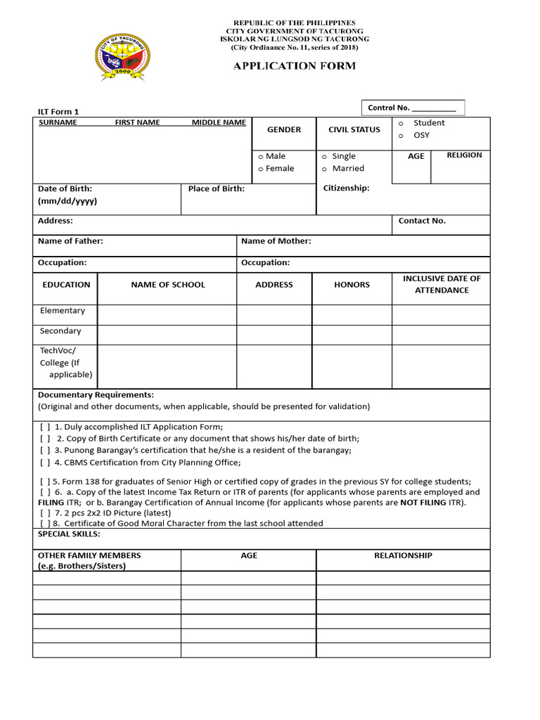 ILT Application Form | PDF