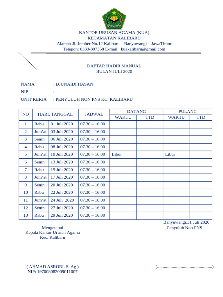 Absen Manual Pah | PDF