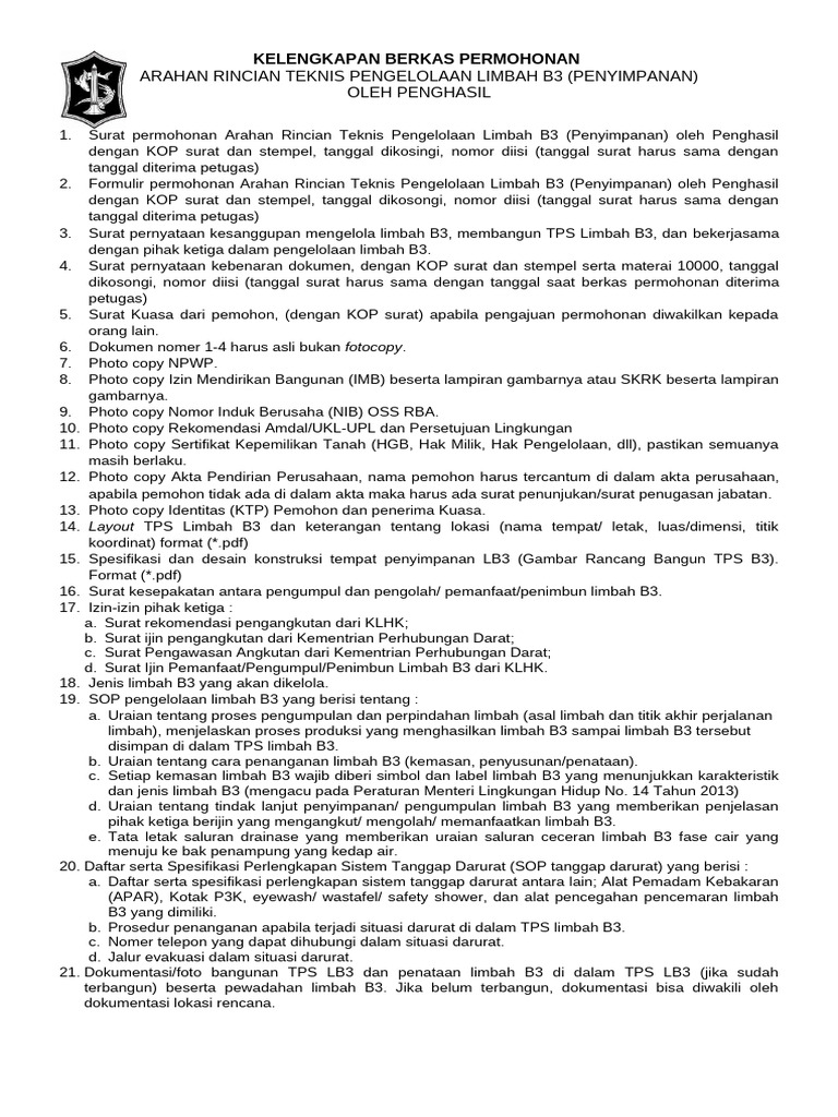 Persyaratan Rintek LB3 | PDF