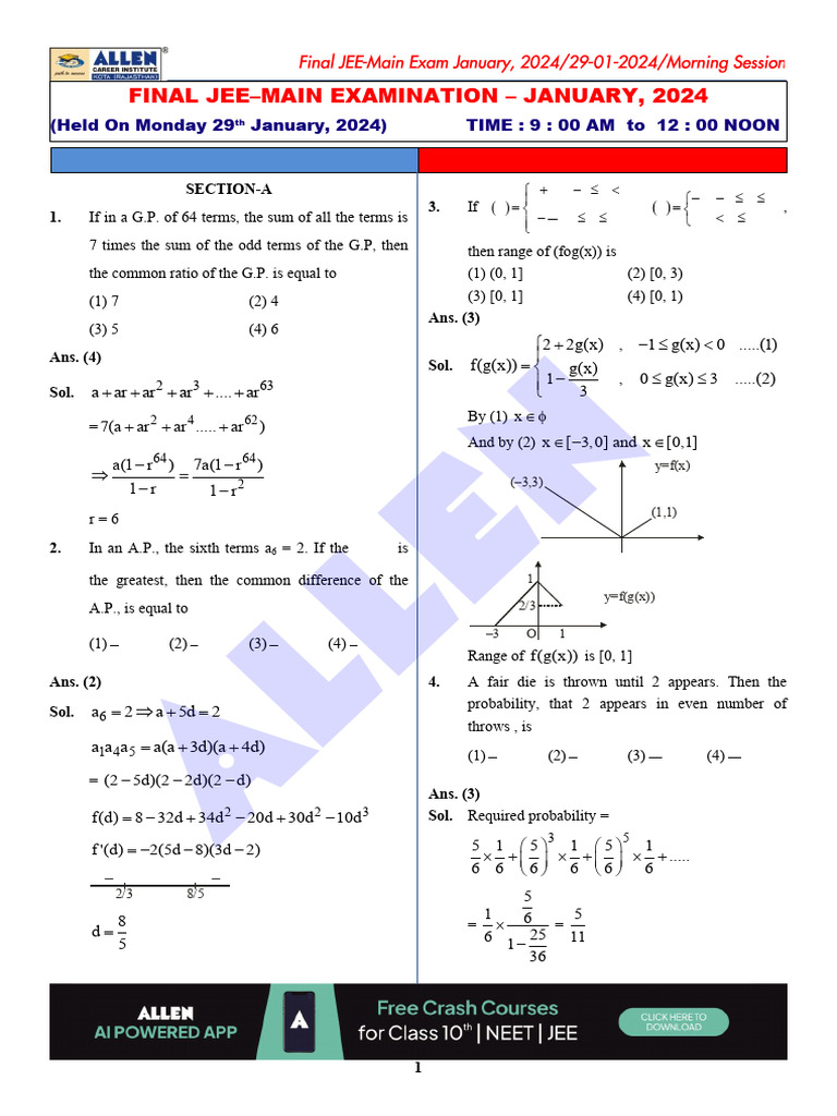 2901 Mathematics Paper With Solution Morning | PDF
