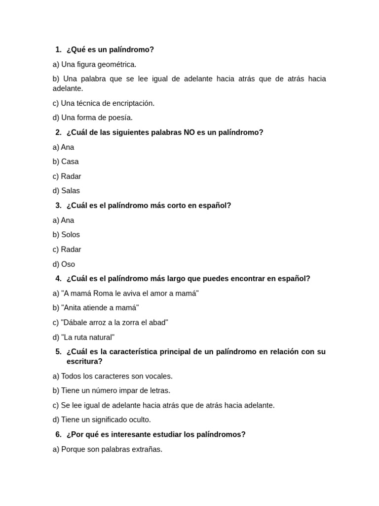 Qué Es Un Palíndromo | PDF
