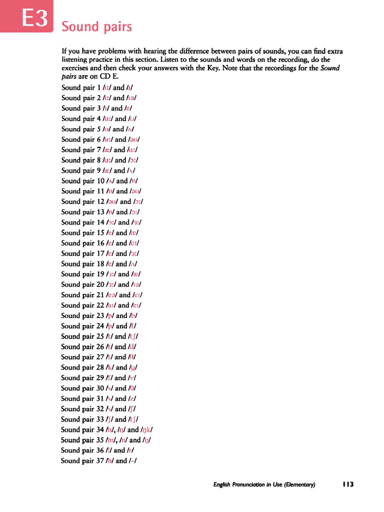 Pronunciation in Use - E3 - Sound Pairs | PDF