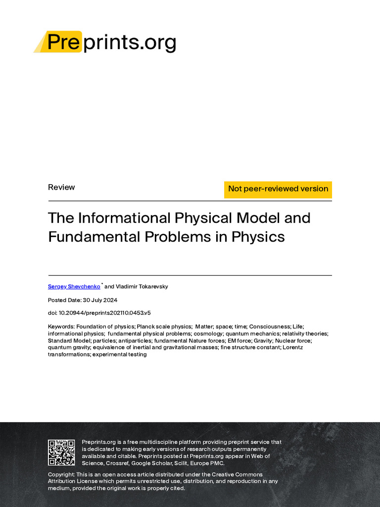 The Informational Physical Model and Fundamental P | PDF