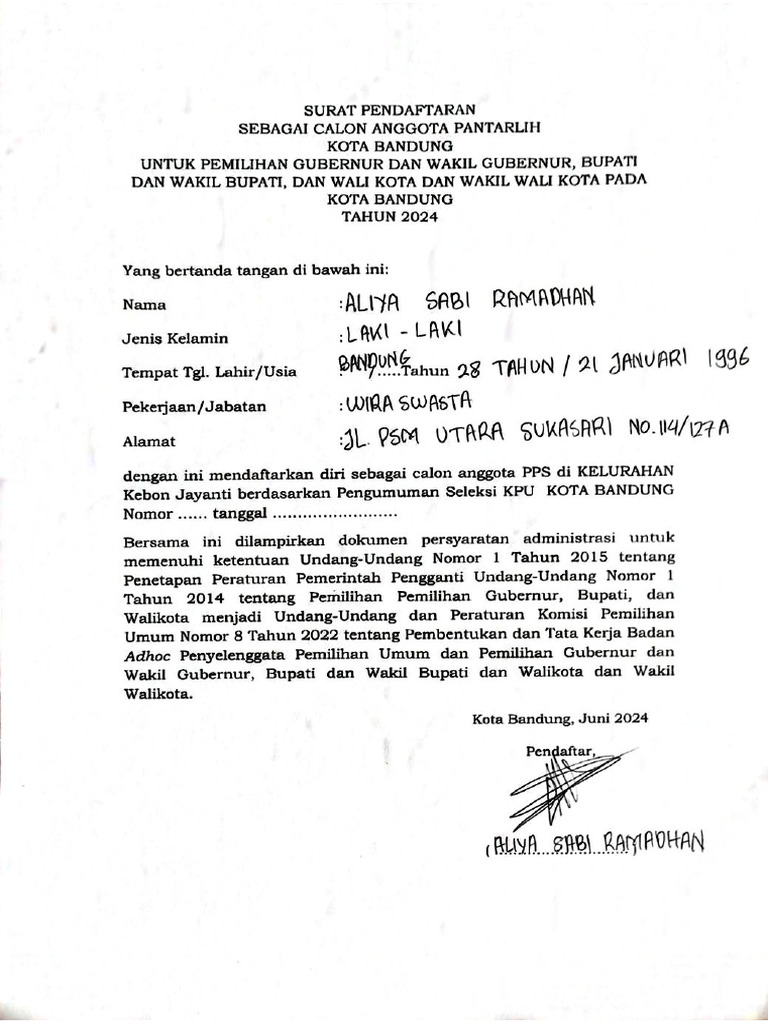 Surat Pendaftaran | PDF