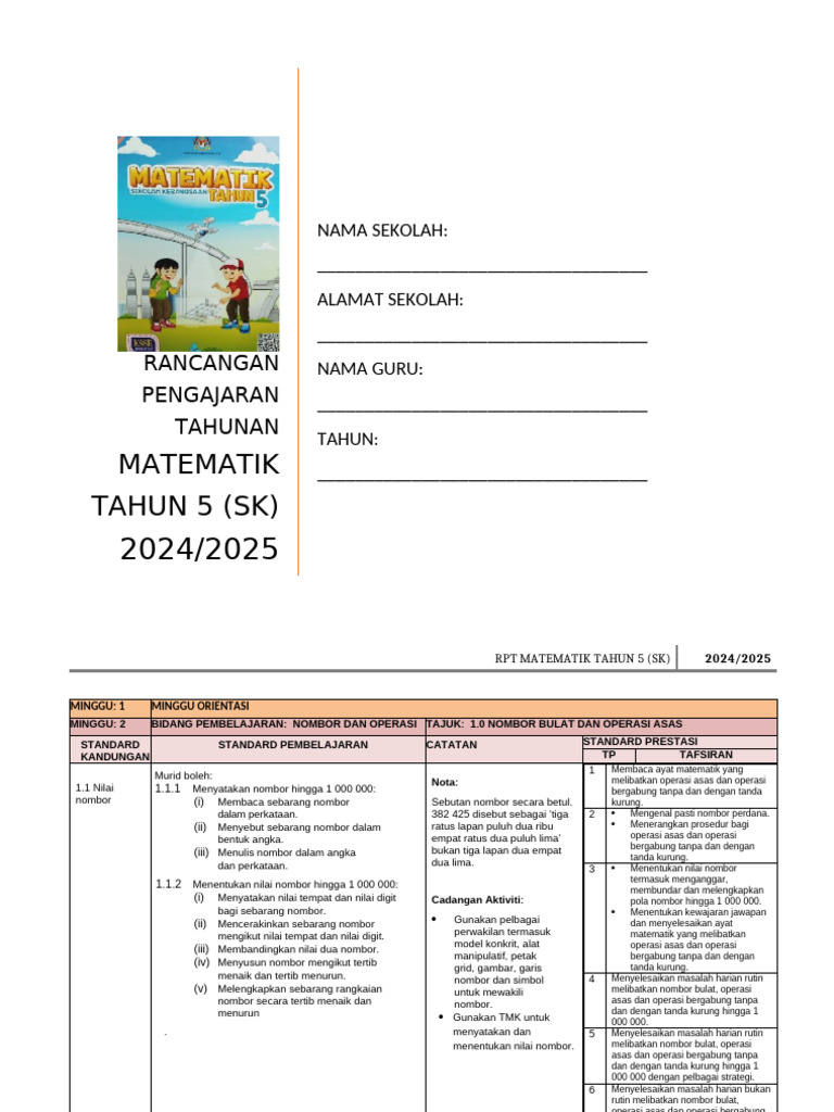 RPT Mate THN 5 (SK) 2024 | PDF