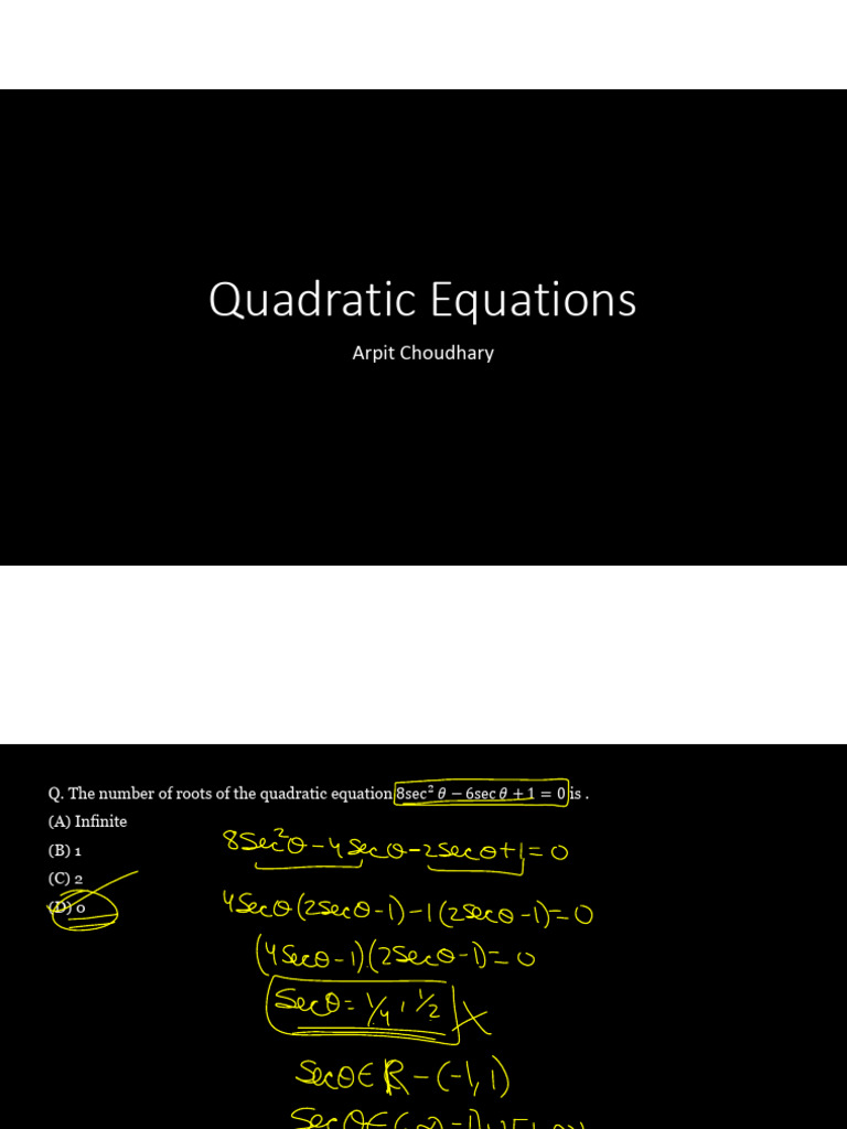 Quadratic Equations - Day 1 | PDF | Mathematics | Mathematical Objects