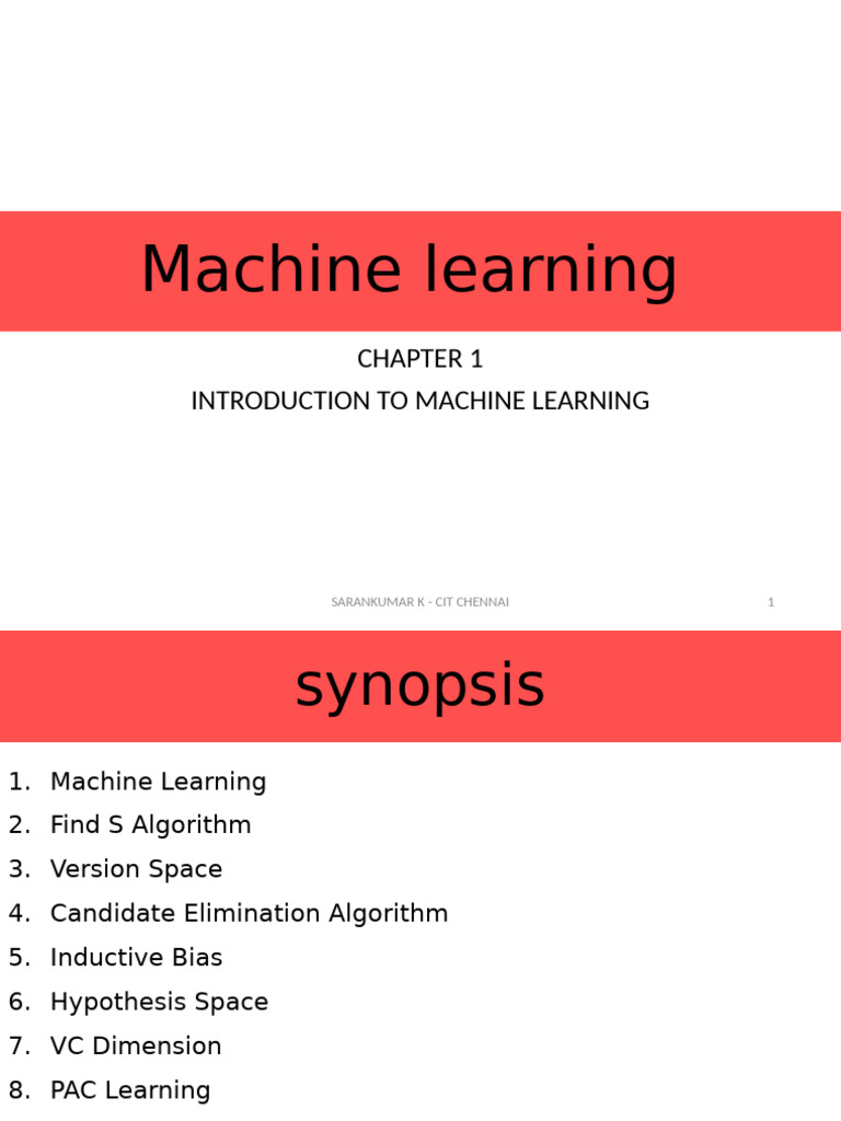 Introduction To Machine Learning | PDF