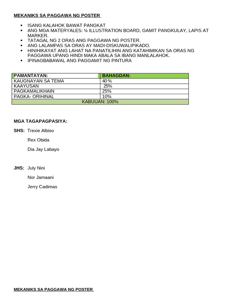 Pamantayan Sa Paggawa NG Poster | PDF