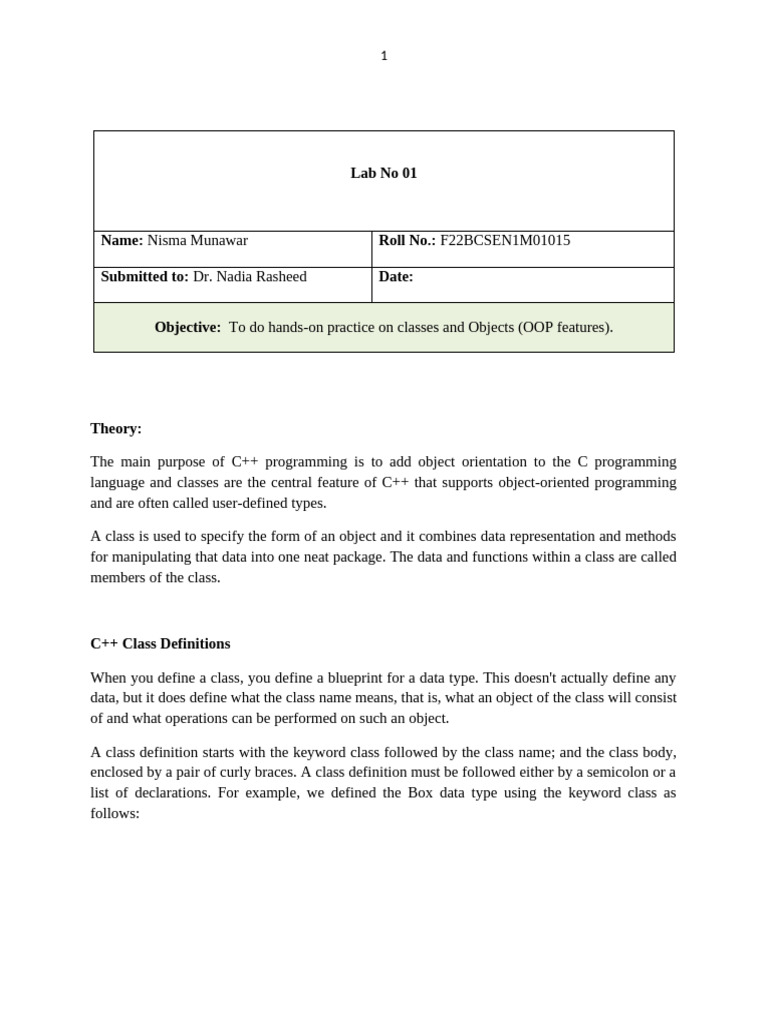 Lab Manual Oop Pdf Class Computer Programming Teaching Methods And Materials