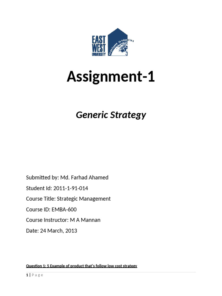 Generic Strategy | PDF