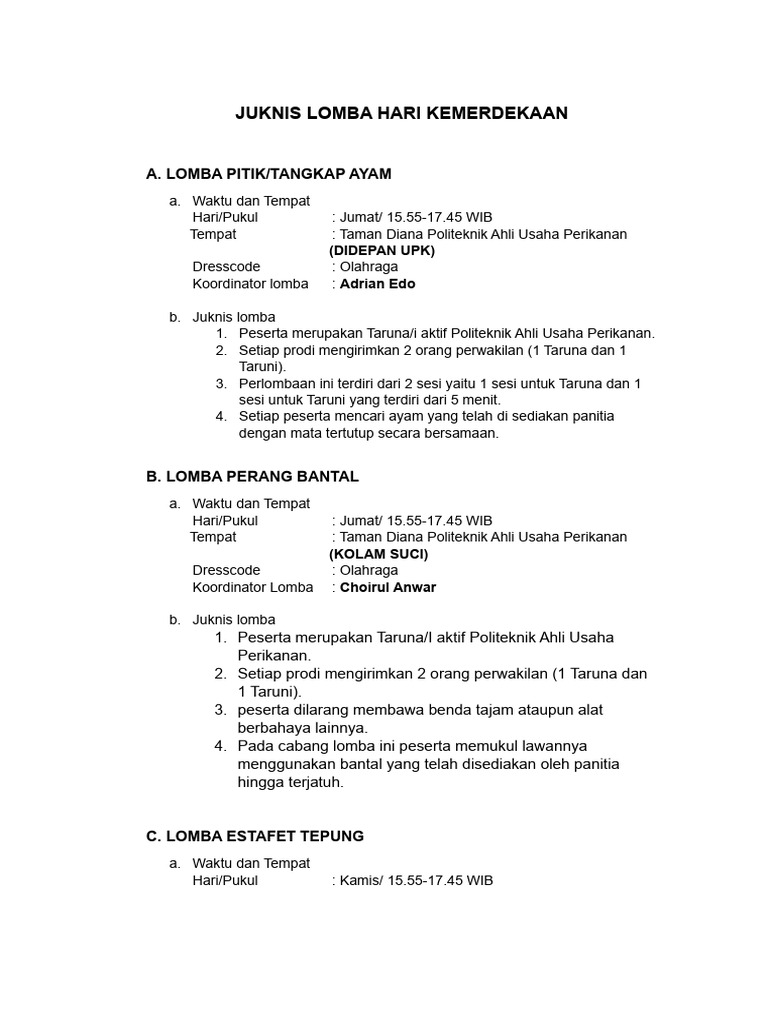 Juknis Lomba Hari Kemerdekaan | PDF