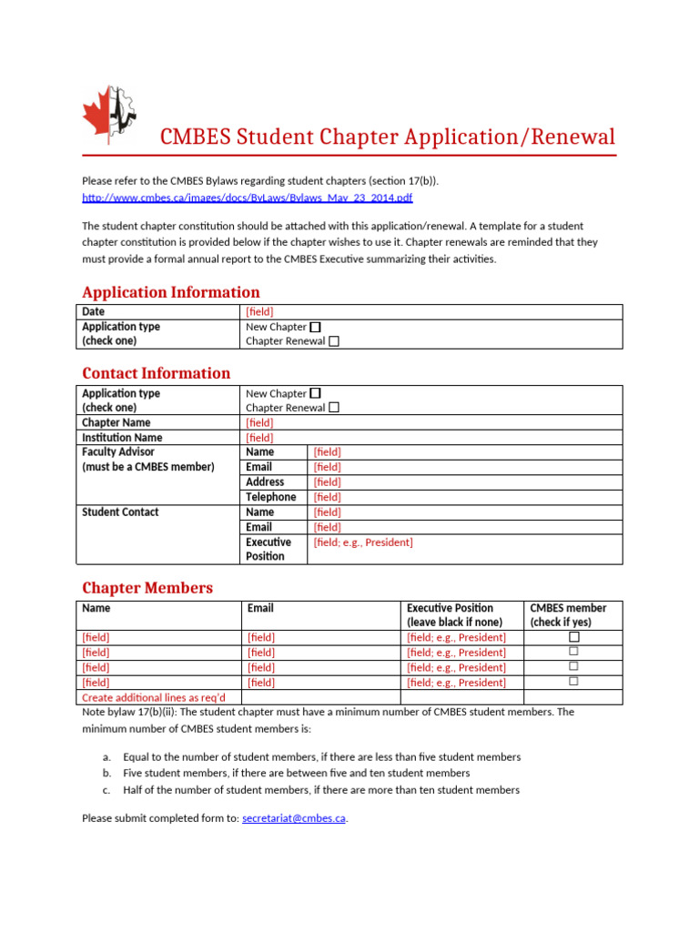 CMBES Student Chapter Application Guide | PDF | Committee | Career & Growth