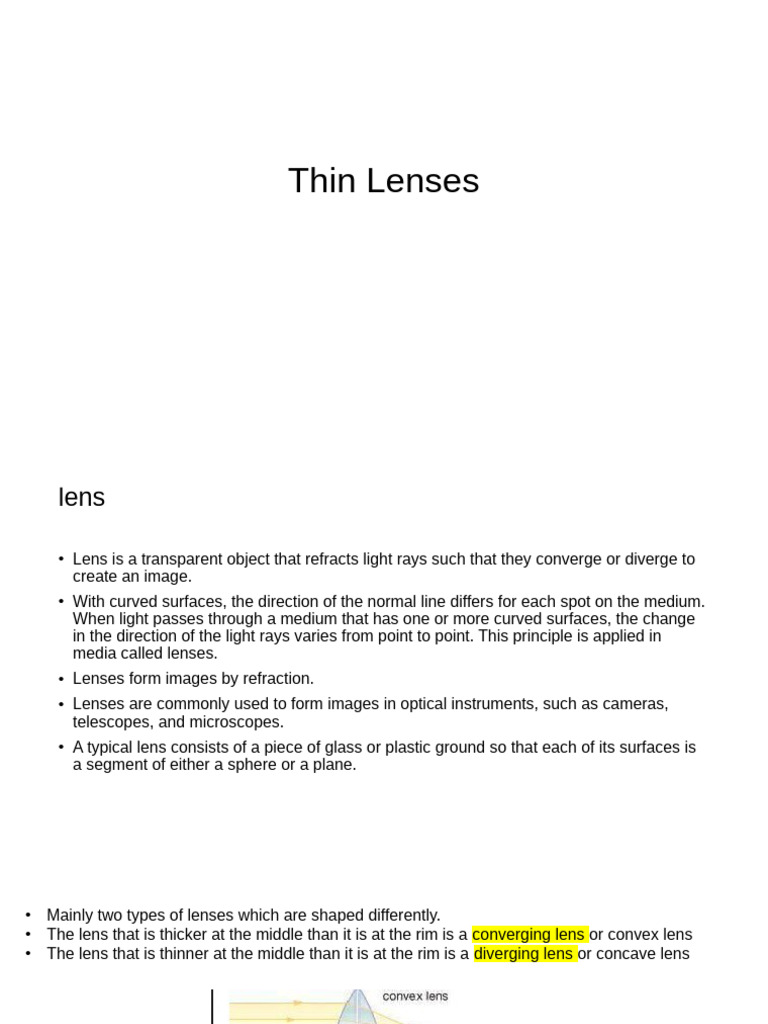 Thin Lenses | PDF