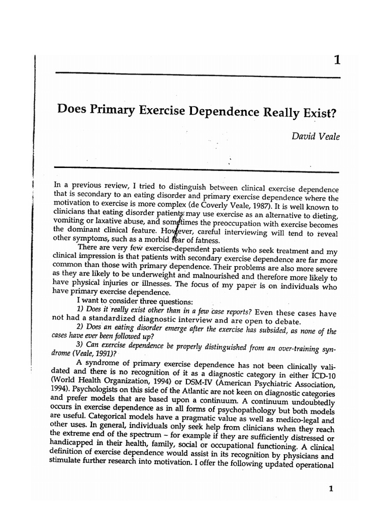 14 Primary Exercise Dependence 1995 | PDF