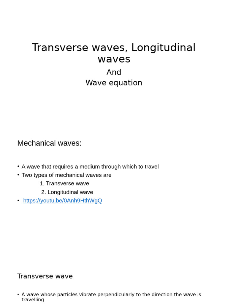 Transverse Waves and Longitudinal Waves | PDF | Waves | Frequency