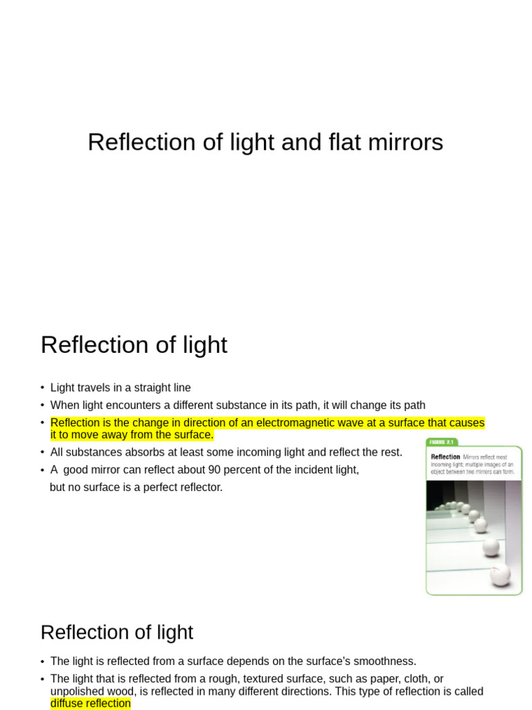Reflection of Light and Flat Mirror | PDF | Reflection (Physics) | Mirror