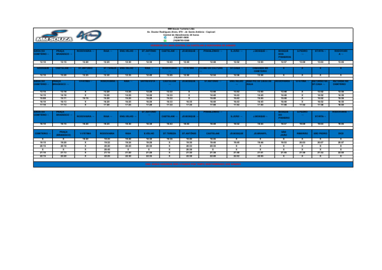 Linha 504 Cemiterio Rodoviaria Castelani Sabado A Tarde | PDF