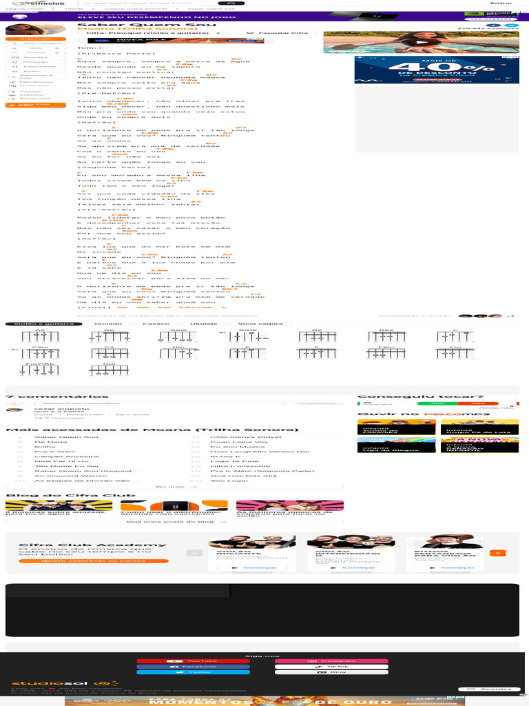 Saber Quem Sou - Moana (Trilha Sonora) - Cifra Club | PDF