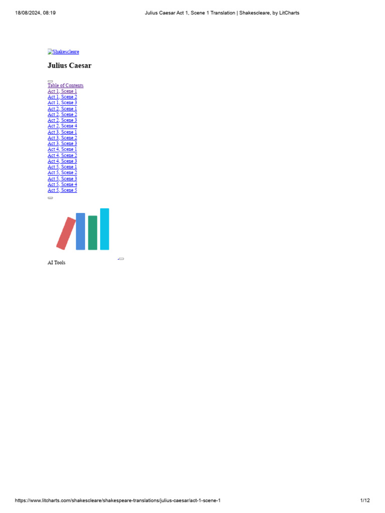 Julius Caesar Act 1, Scene 1 Translation - Shakescleare, by LitCharts | PDF