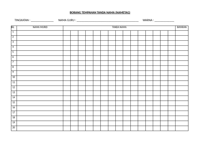 Borang Tempahan Nametag | PDF