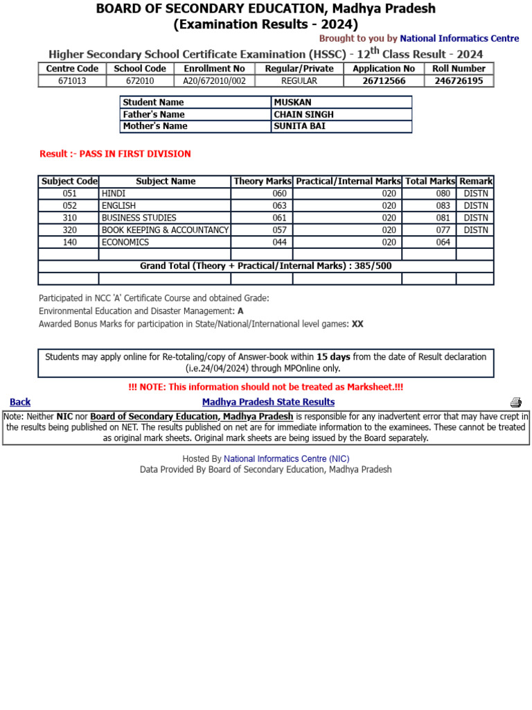 Higher Secondary School Certificate Examination (HSSC) - 12 Class ...