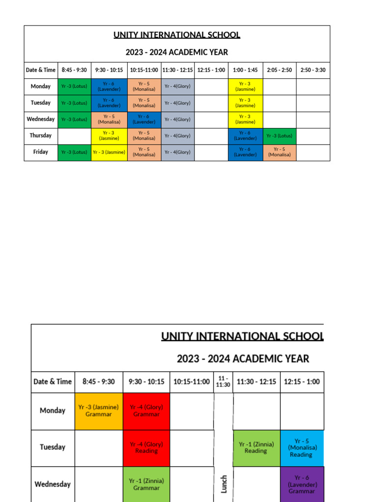 Personal Timetable | PDF