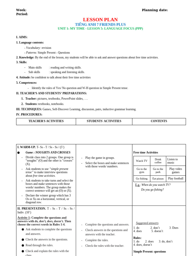 Unit 1 - Lesson 5 - Language Focus | PDF