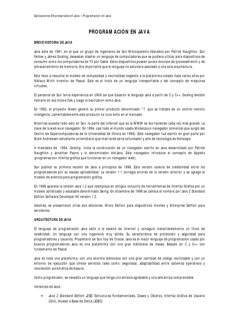 1 Programacic3b3n en Java | PDF
