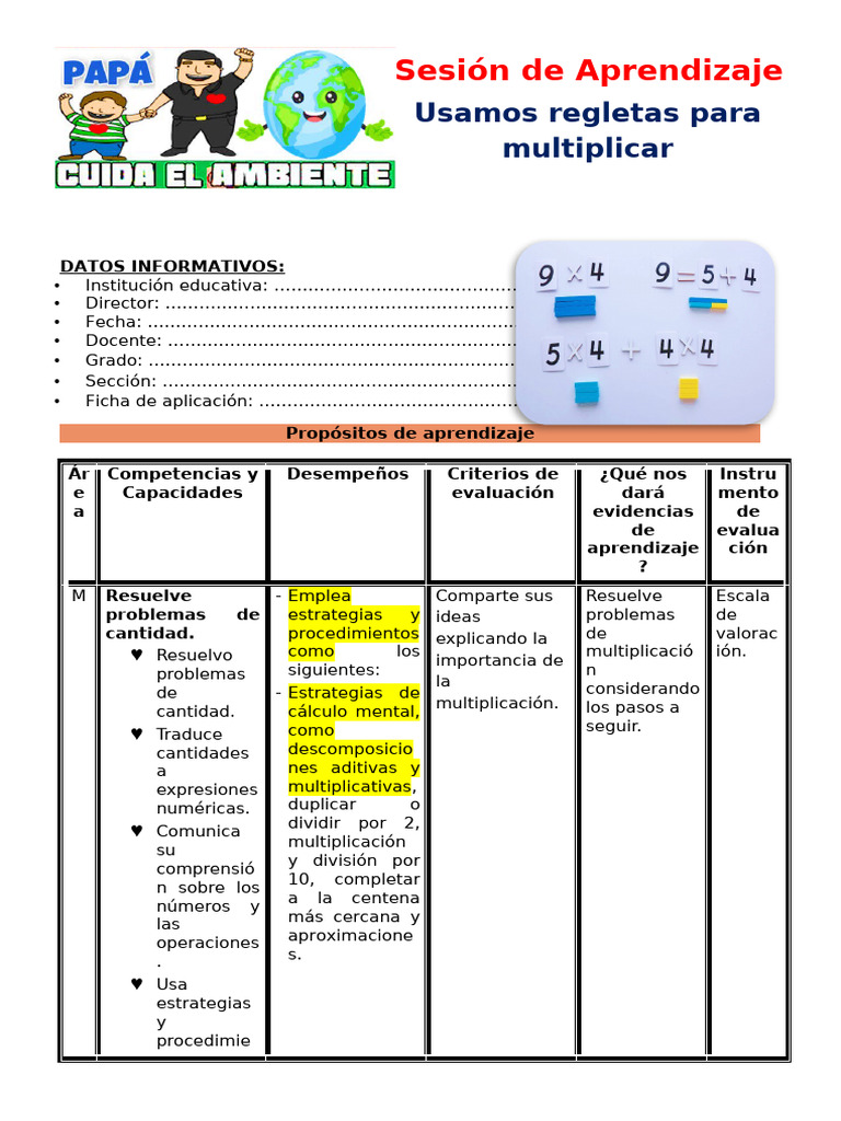 3° SESIÓN DÍA 3 MAT USAMOS REGLETAS PARA MULTIPLICAR - REFUERZO ESCOLAR ...