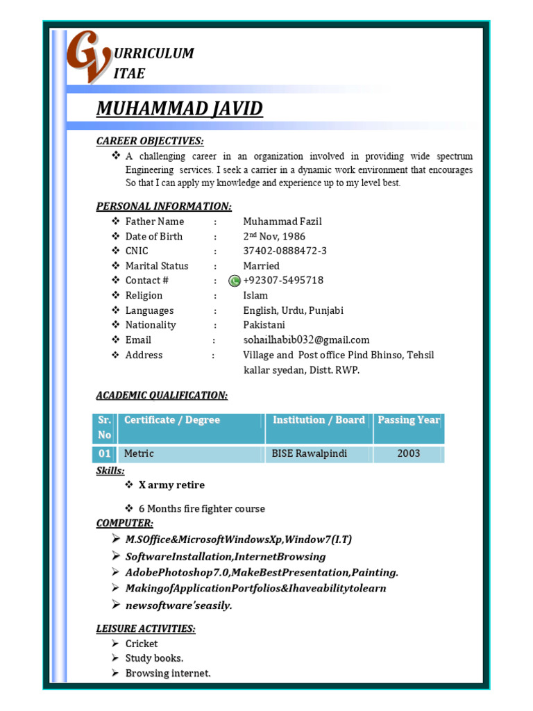 Javed Accept CV | PDF