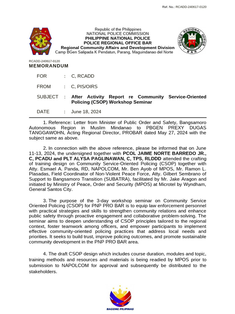 CSOP AAR June 11-13,2024 | PDF | Government