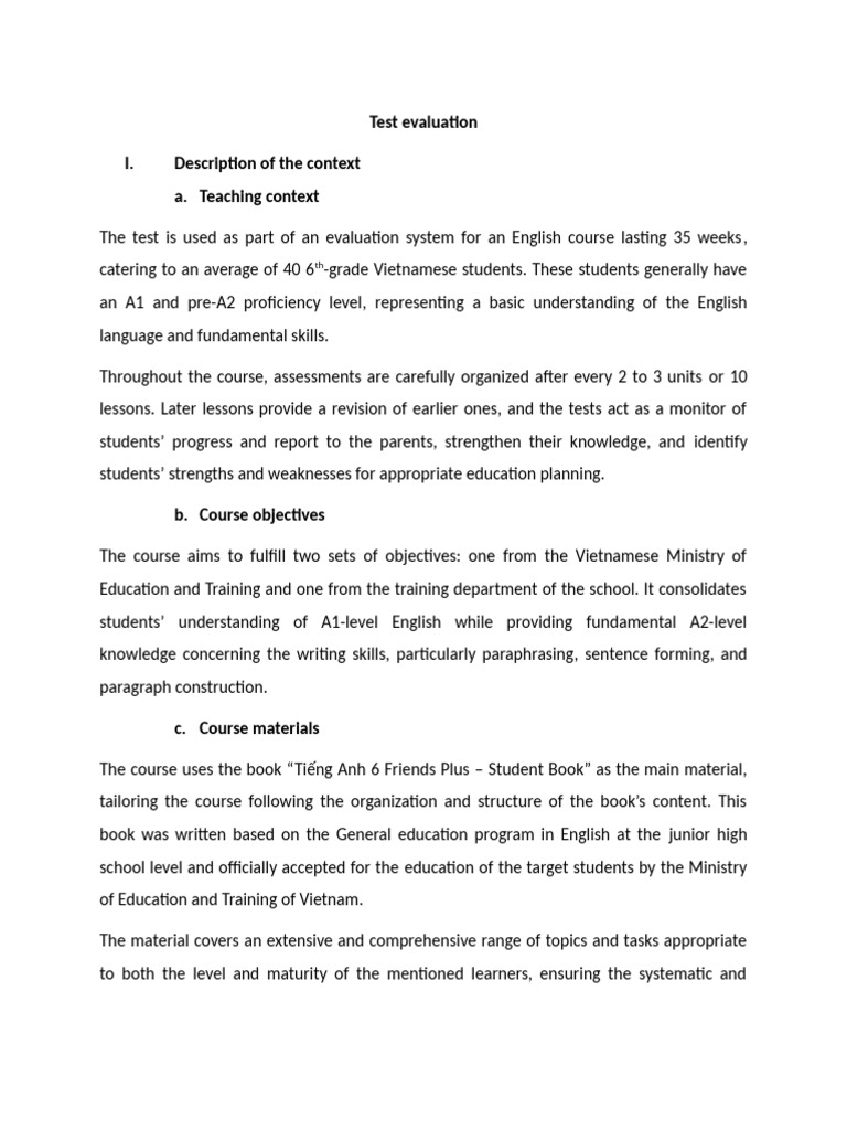 Test Evaluation | PDF
