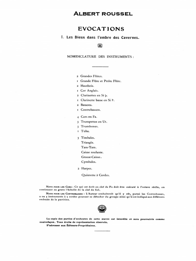 Roussel, Albert - Evocations | PDF