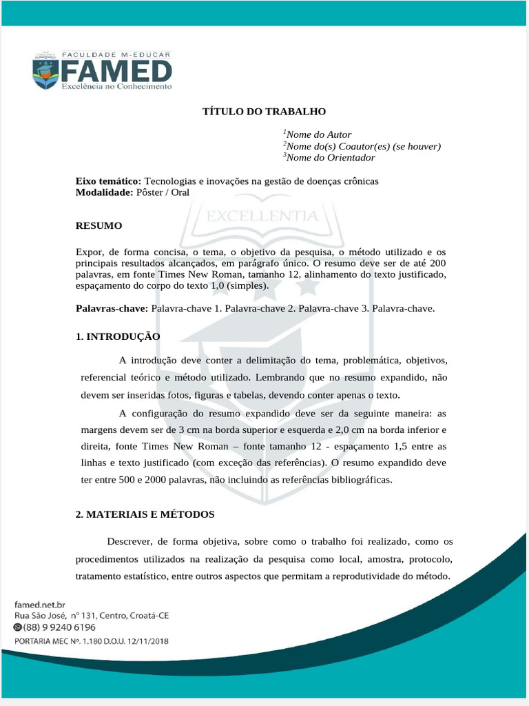 Modelo de Resumo EXPANDIDO Editável | PDF