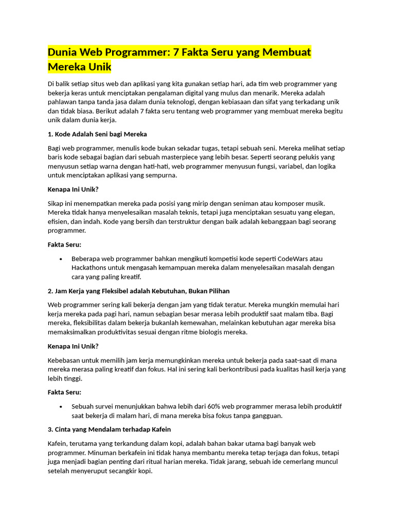 Dunia Web Programmer | PDF