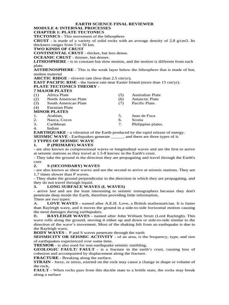 Earth Science Final Reviewer | PDF