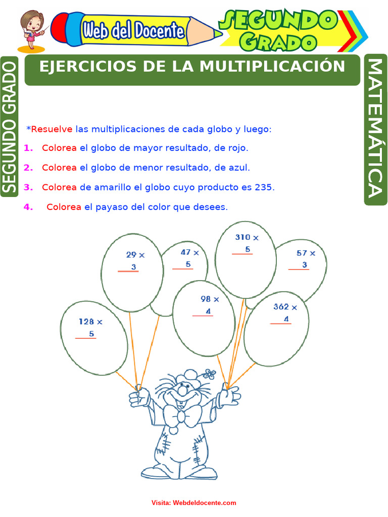 Ejercicios de Multiplicación para Segundo Grado de Primaria | PDF