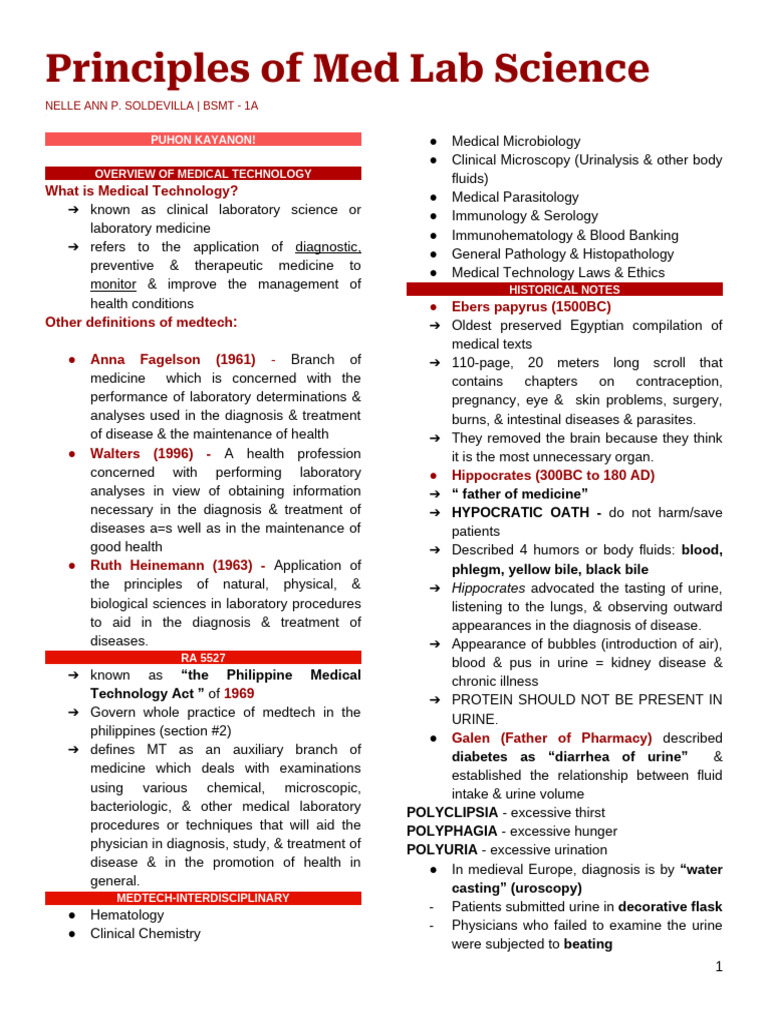 Principles of Medical Laboratory Science 1 | PDF