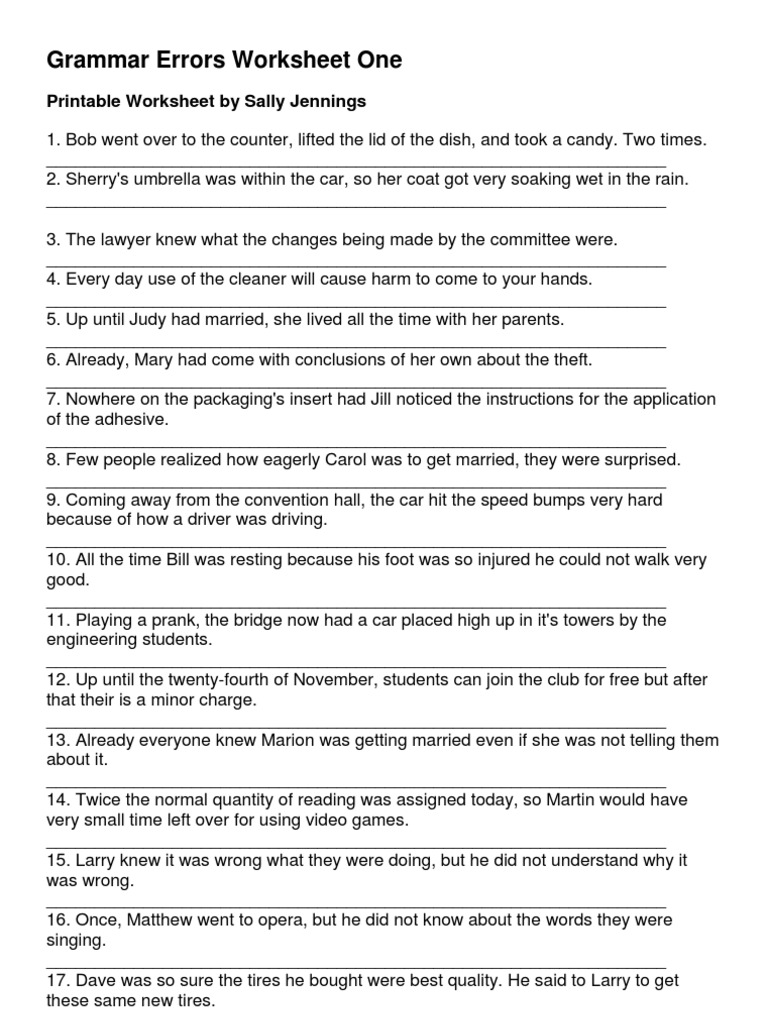 Grammar Errors Worksheets | PDF | Leisure