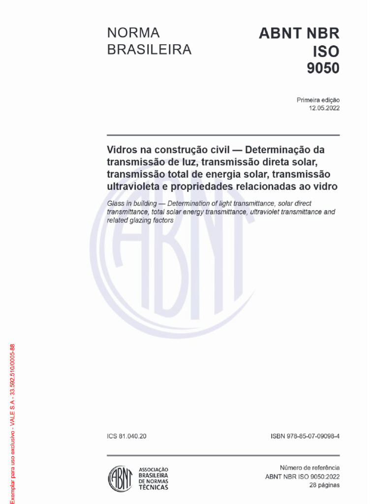 NBR ISO 9050 2022 Vidros na construção civil - Determinação da ...
