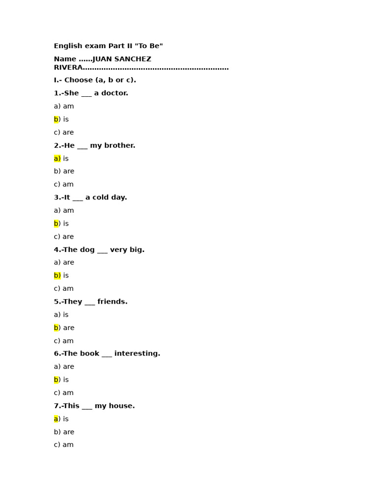 English Exam Part II | PDF