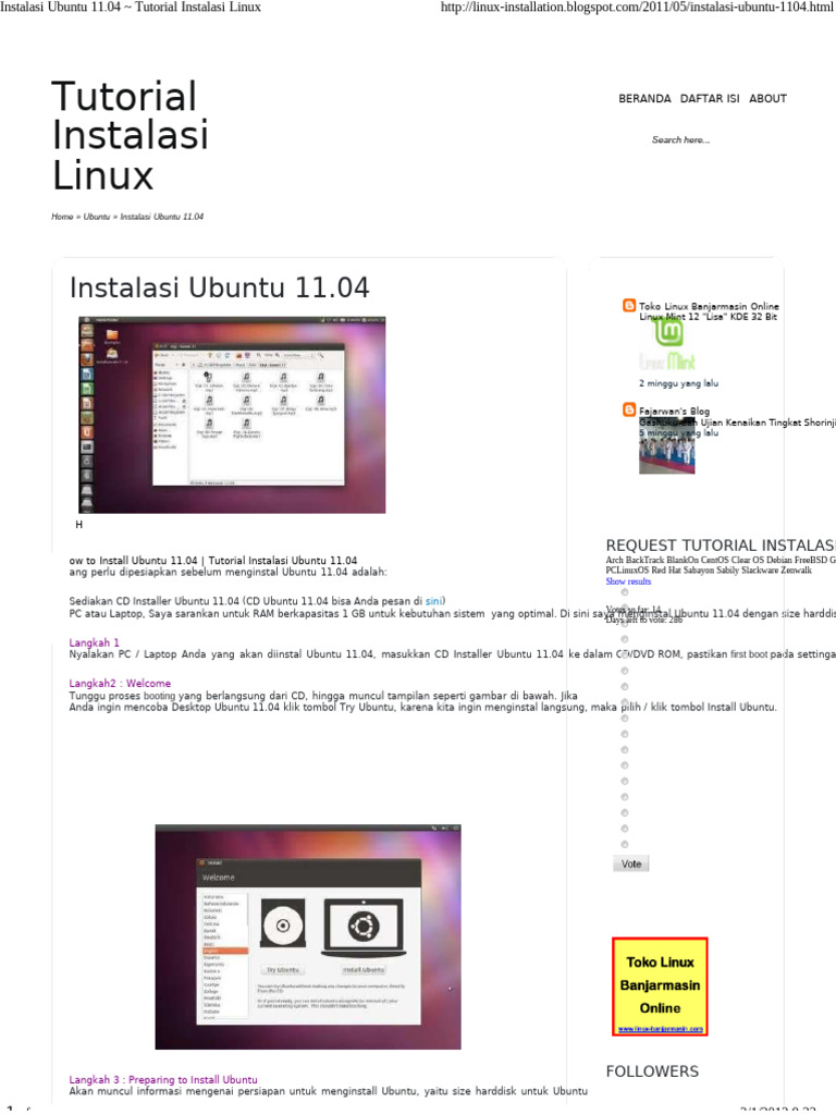 Instalasi Ubuntu 11.04 Tutorial Instalasi Linux | PDF