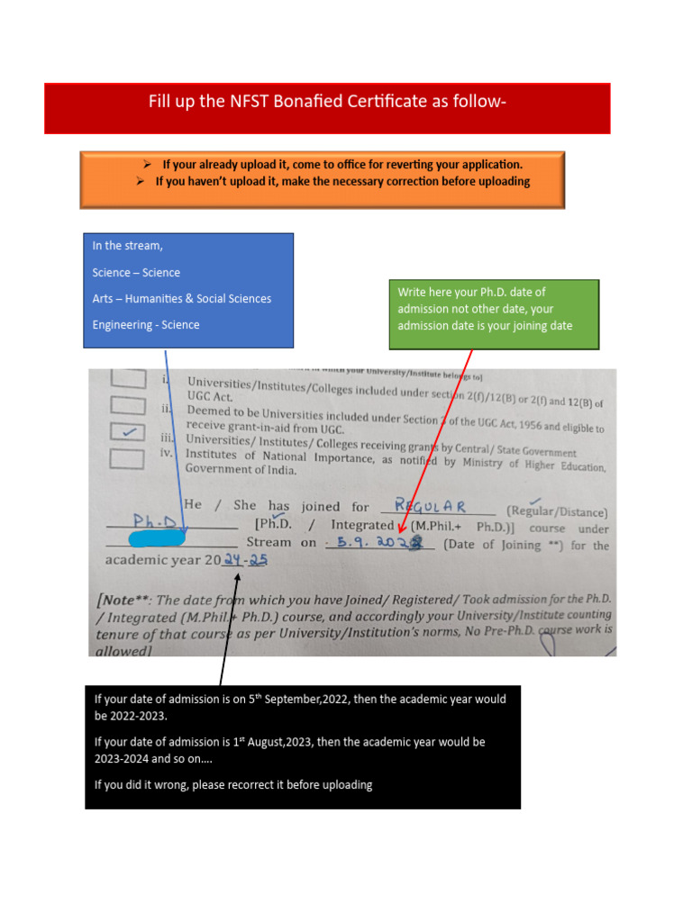 How To Fill Up NFST Bonafied | PDF | Finance & Money Management