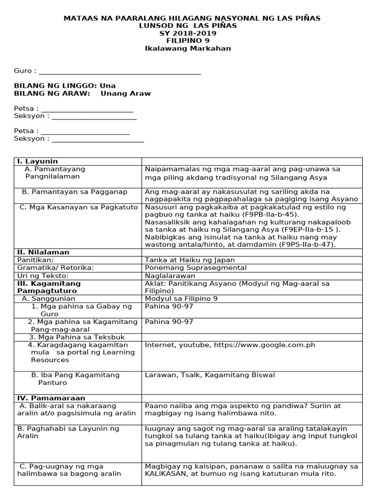 DLL Filipino 9 Q2 | PDF