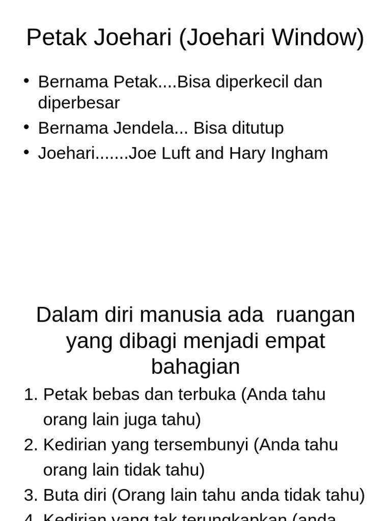 Petak Joehari (Joehari Window) | PDF