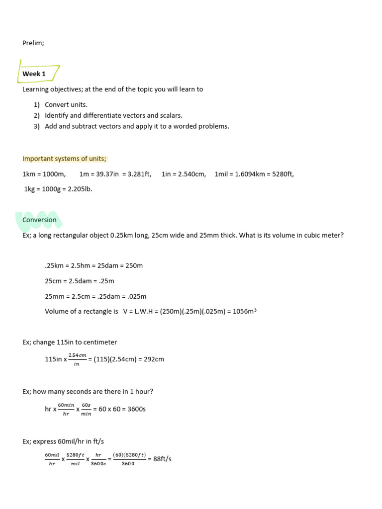 Unit Conversion and Vector Analysis Guide | PDF | Euclidean Vector | Force