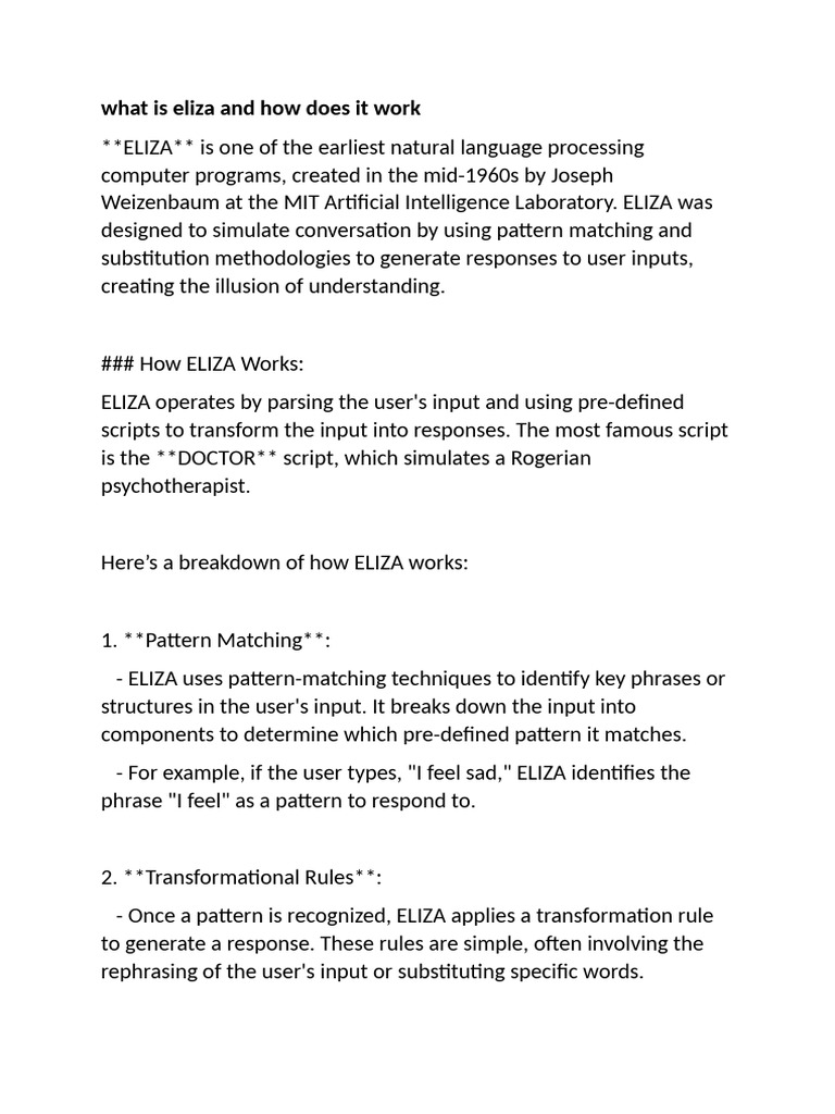 what is eliza and how does it work | PDF
