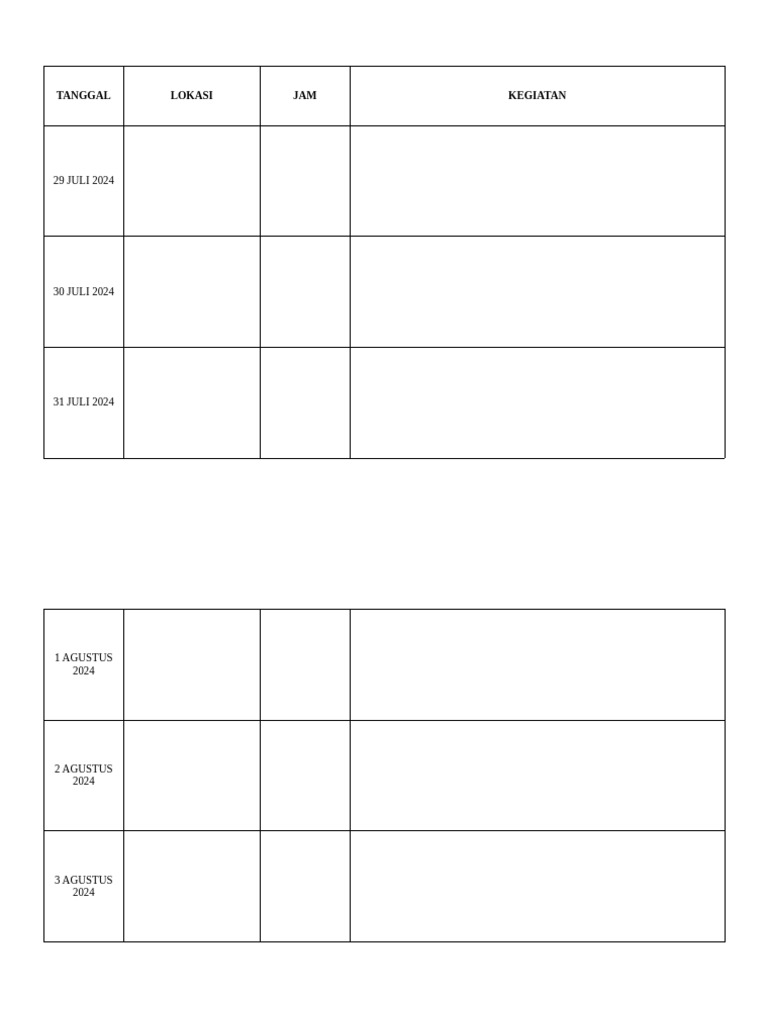 Jadwal Kegiatan KKN | PDF