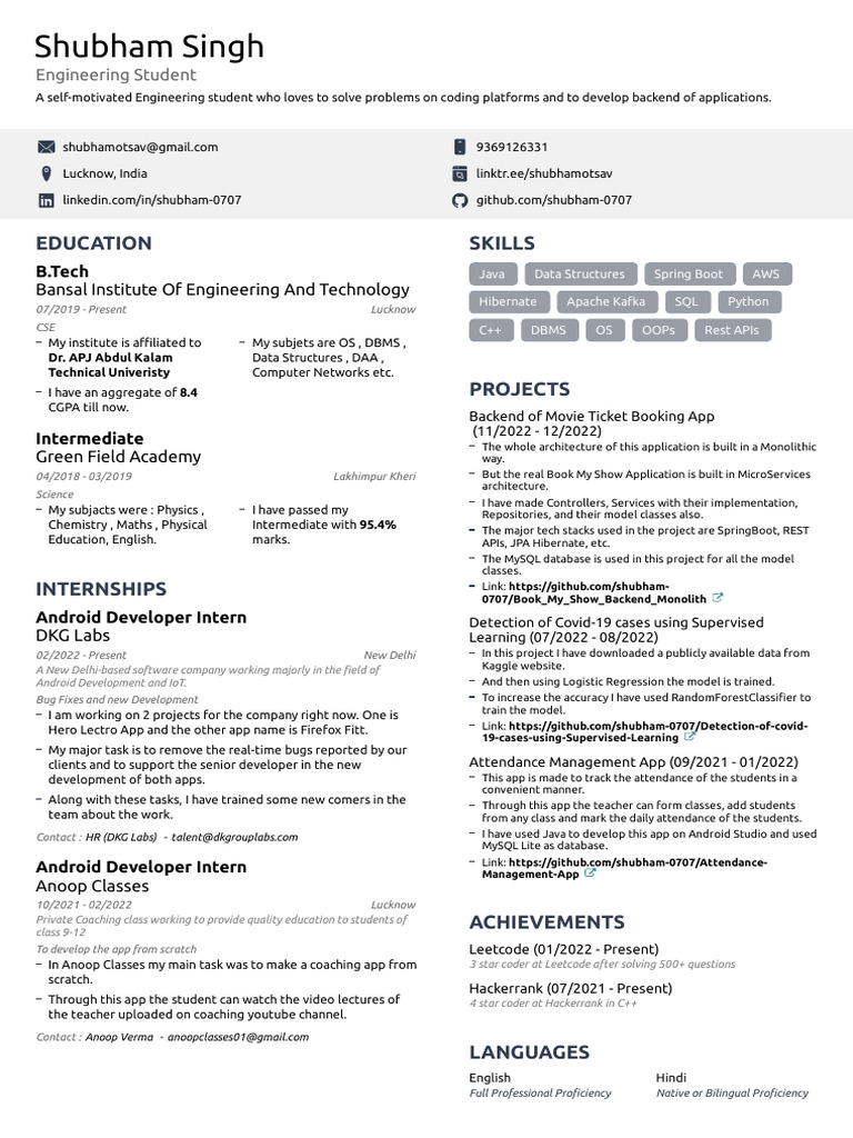 Shubham Singh Resume - pdf-1 | PDF | Databases | Software Development